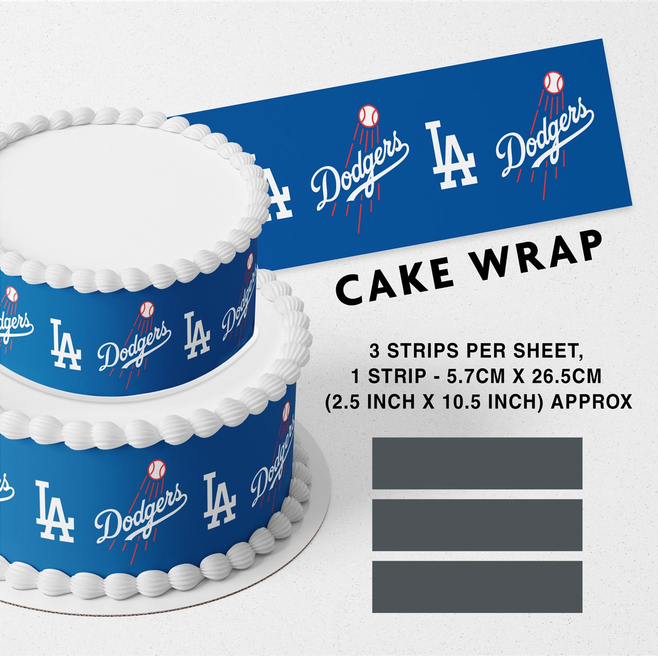 Los Angeles Dodgers Strips Edible Cake Toppers Cake Wraps – Ediblecaketopper