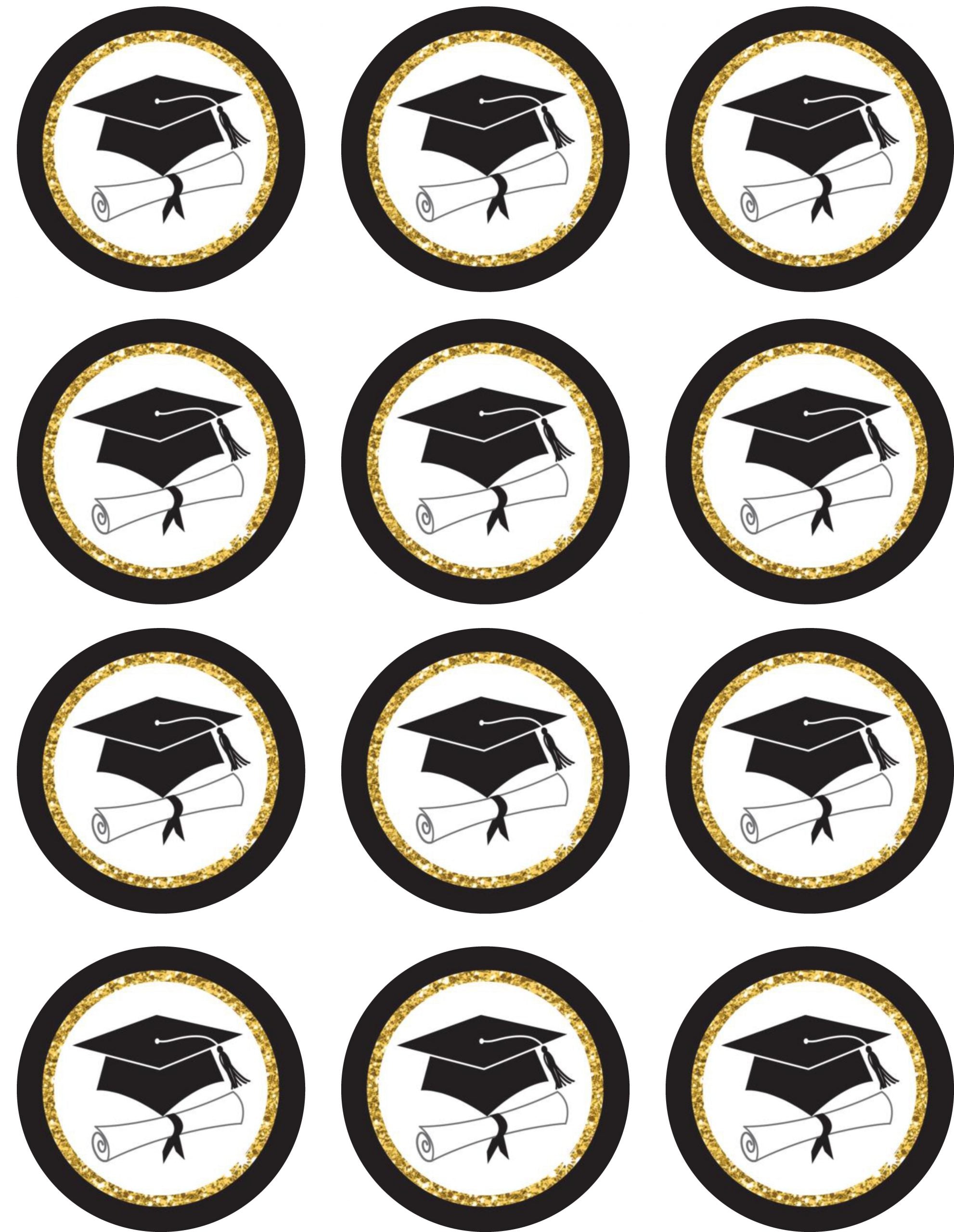 Graduation Gold Edible Cupcake Toppers – Ediblecaketopper