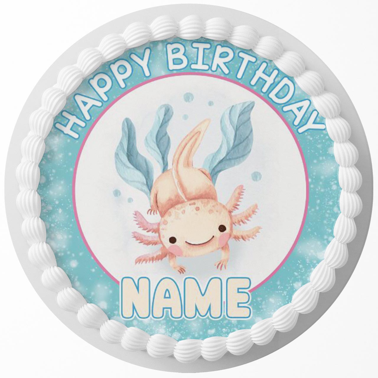 Axolotl R Edible Cake Toppers Round – Ediblecaketopper
