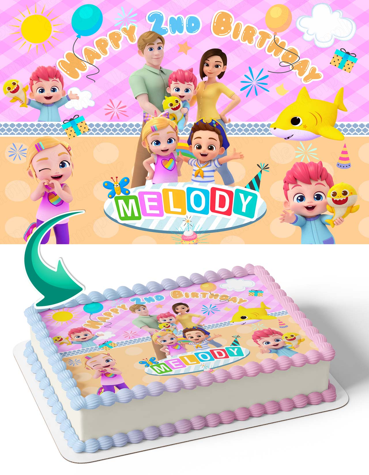 Babyfinn Nursery Kids Pinkfong Baby Shark Pink Edible Cake Toppers ...