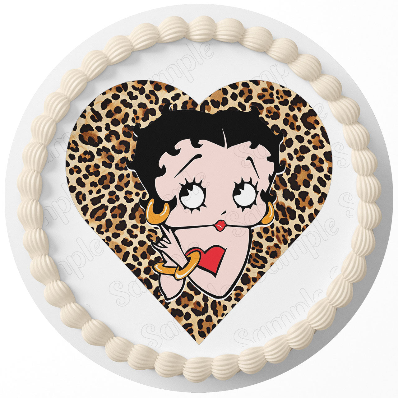 Betty Boop HearLeopard Edible Cake Toppers Round – Ediblecaketopper