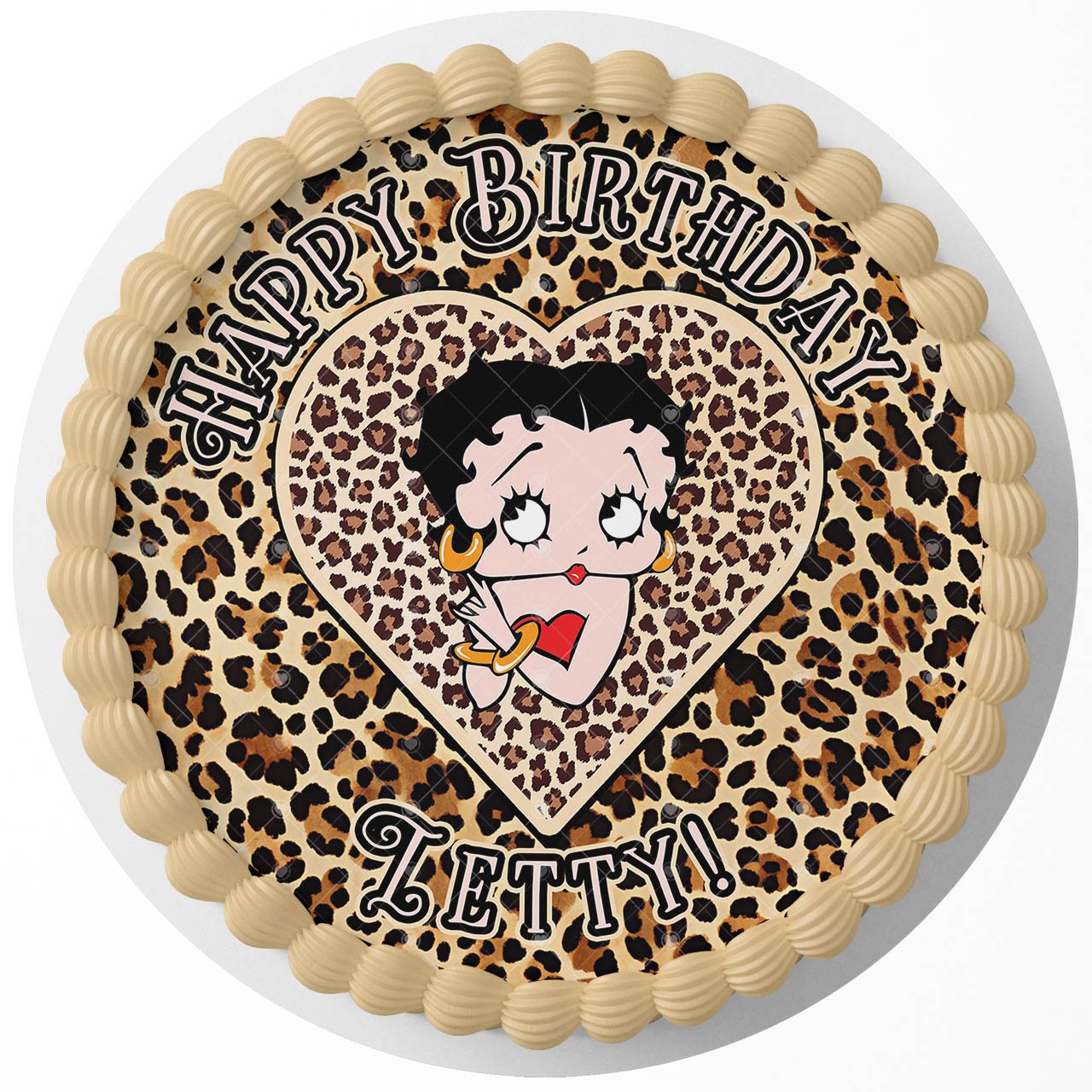 Betty Heart Leopard Edible Cake Toppers Round – Ediblecaketopper