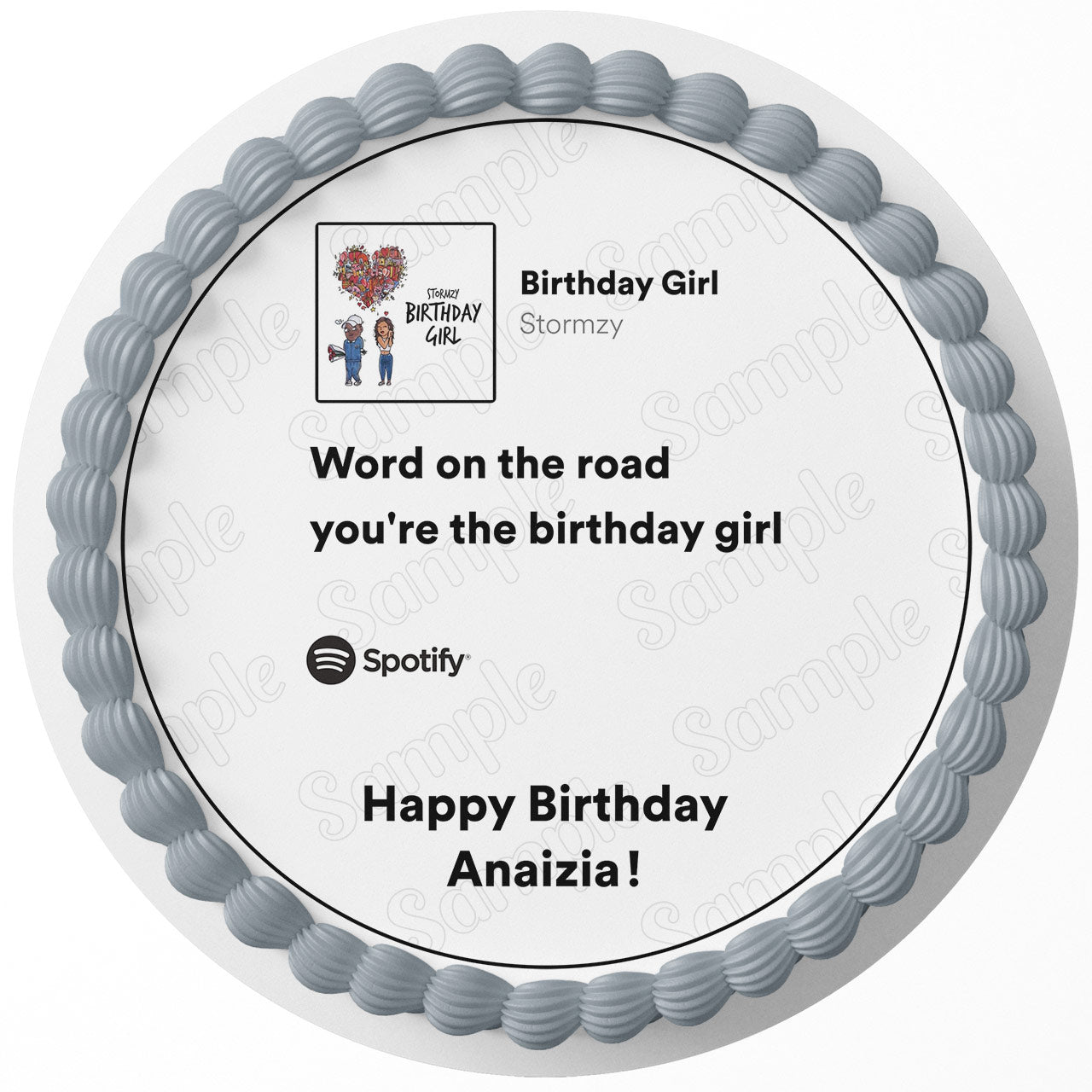 Birthday Girl Stormzy Word on the Road L Edible Cake Toppers Round ...