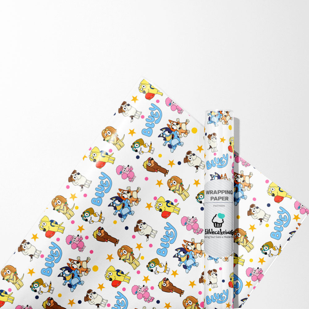 Bluey Bingo Gift Wrapping Paper – Ediblecaketopper