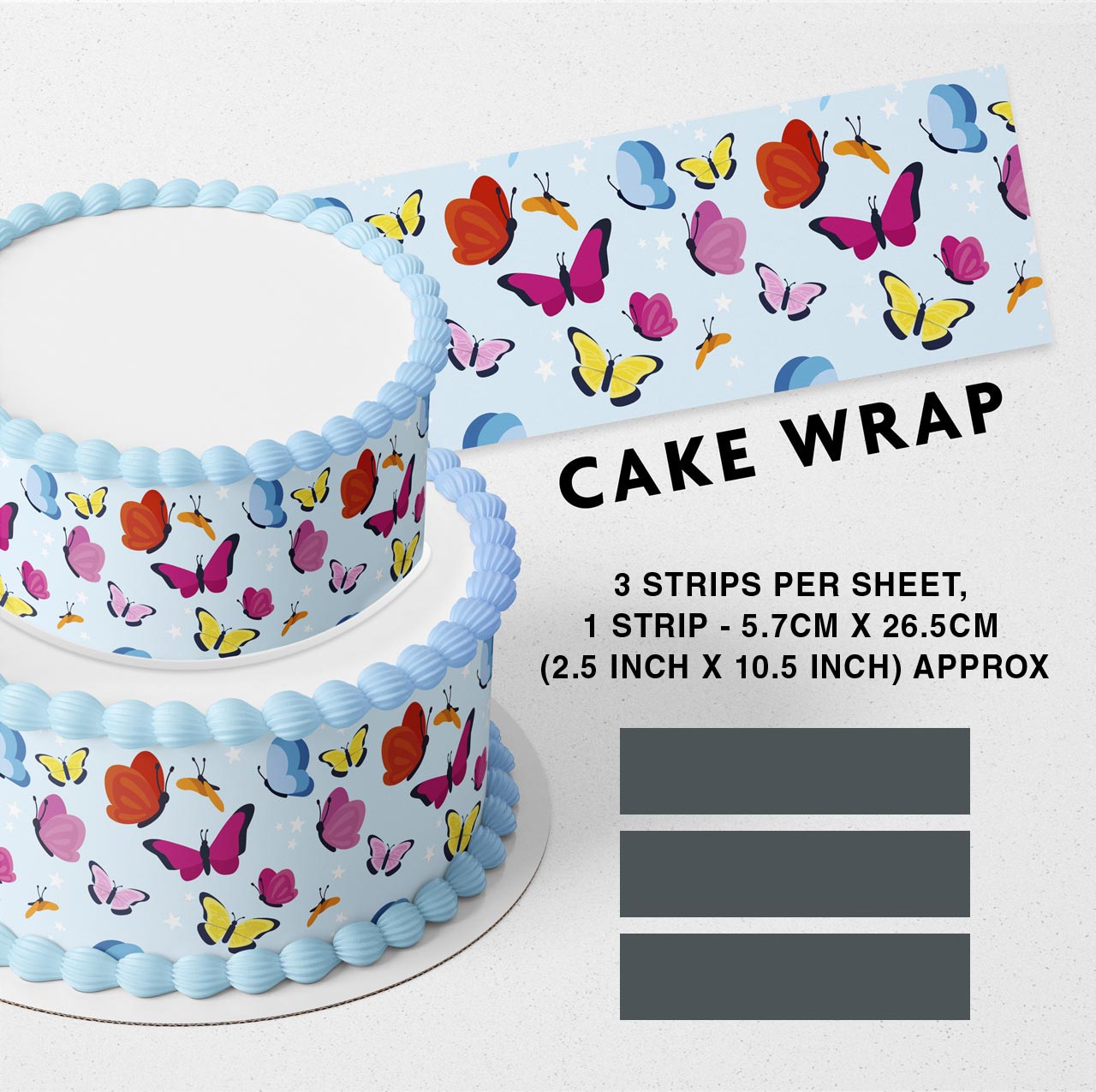 Butterflies Strips Edible Cake Toppers Cake Wraps – Ediblecaketopper