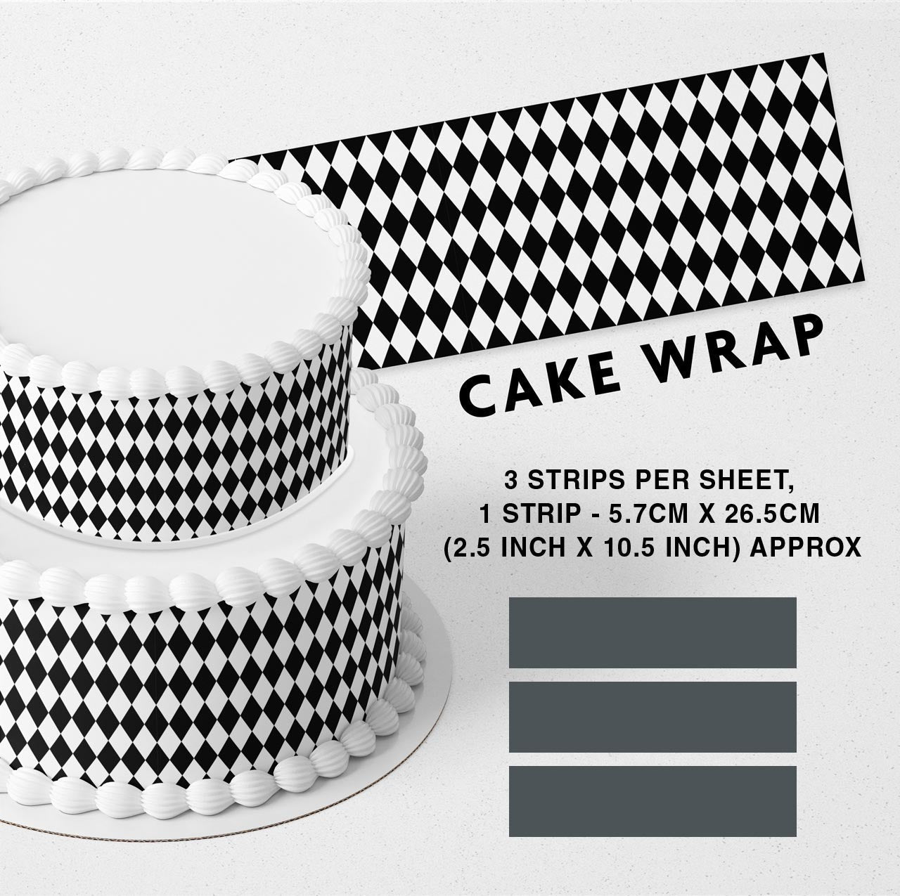 Checkered Diamond Strips Edible Cake Toppers Cake Wraps – Ediblecaketopper
