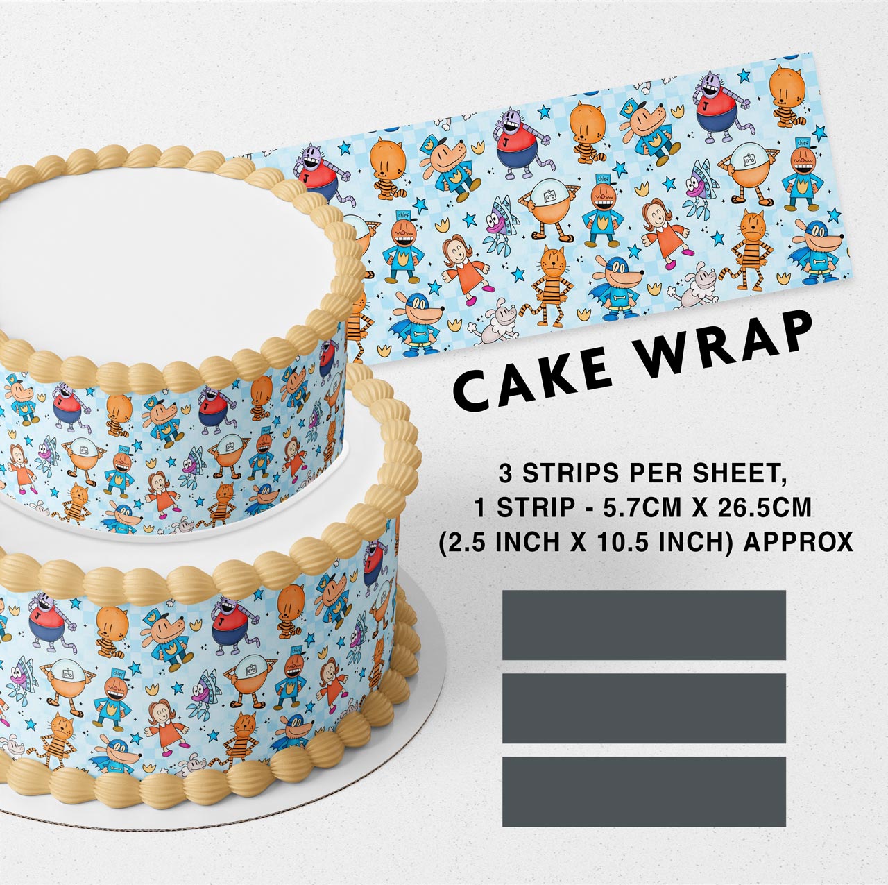Dog Man Strips Edible Cake Toppers Cake Wraps – Edible Cake Topper Corp