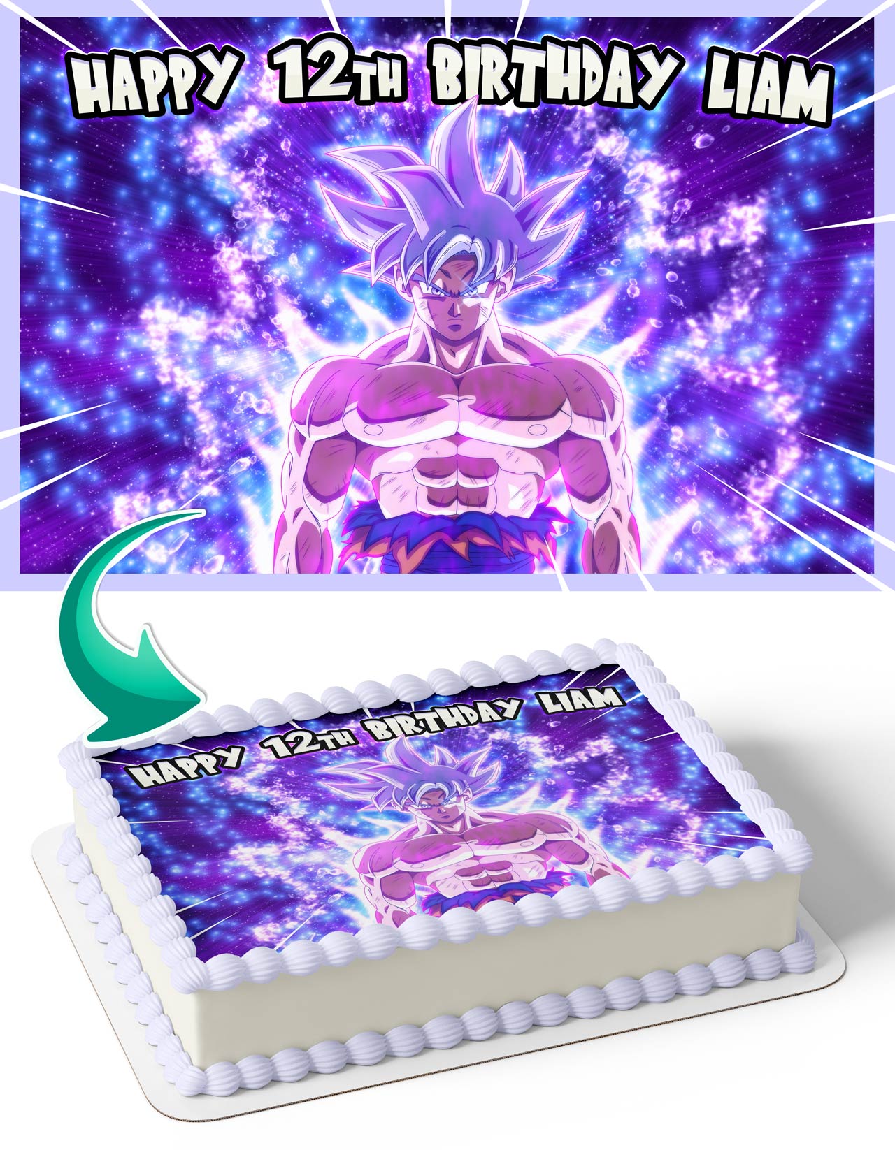 Dragon Ball Super Goku Perfected Ultra Instinct Edible Cake Toppers ...