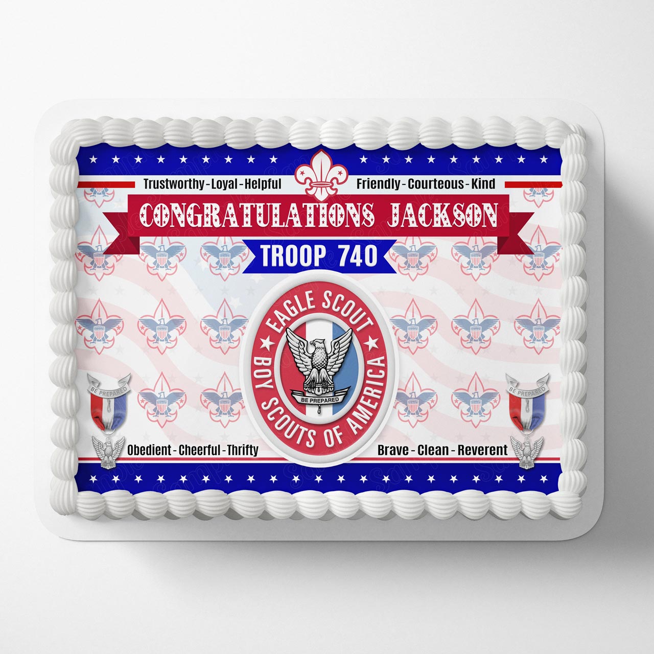 Eagle Scout Congratulations Troop Number Law Principles Edible Cake Toppers – Ediblecaketopper
