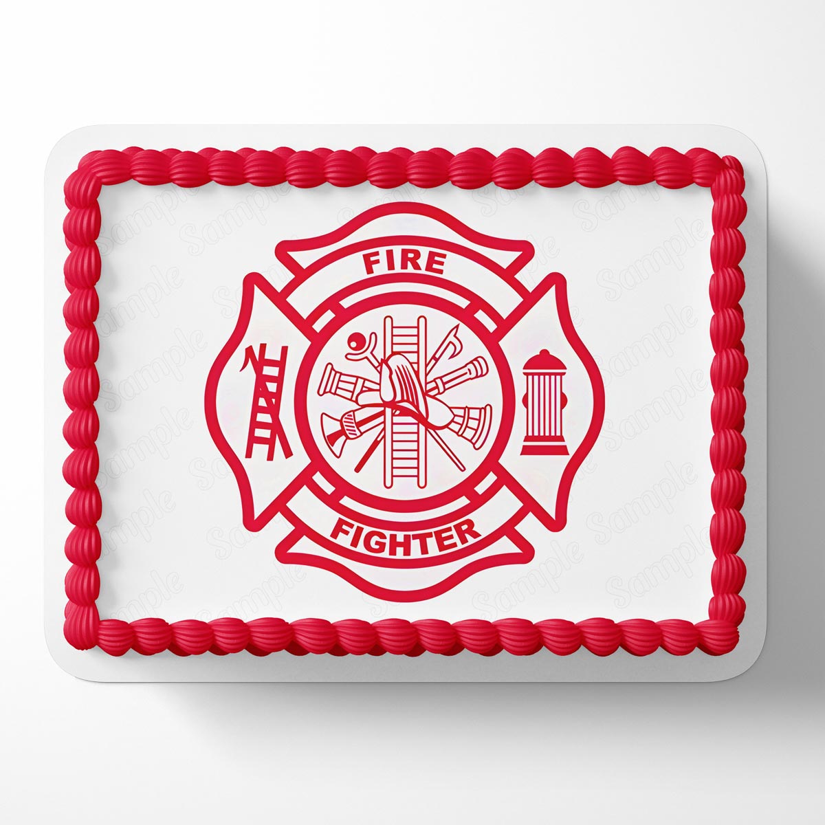 Fire Fighters Emblem Logo Red Edible Cake Toppers – Ediblecaketopper