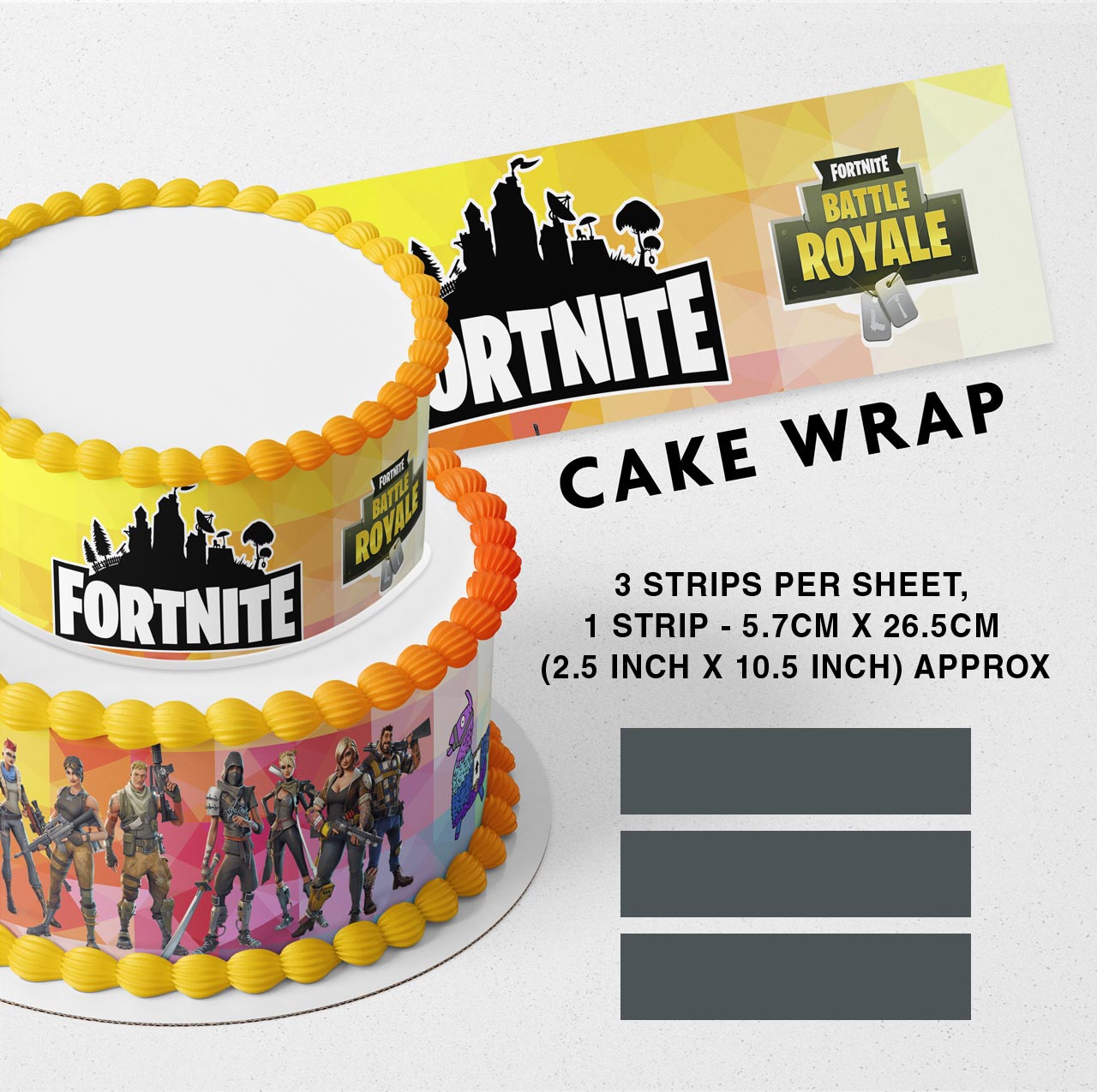 Fortnite Royal Battle Gamers Strips Edible Cake Toppers Cake Wraps ...
