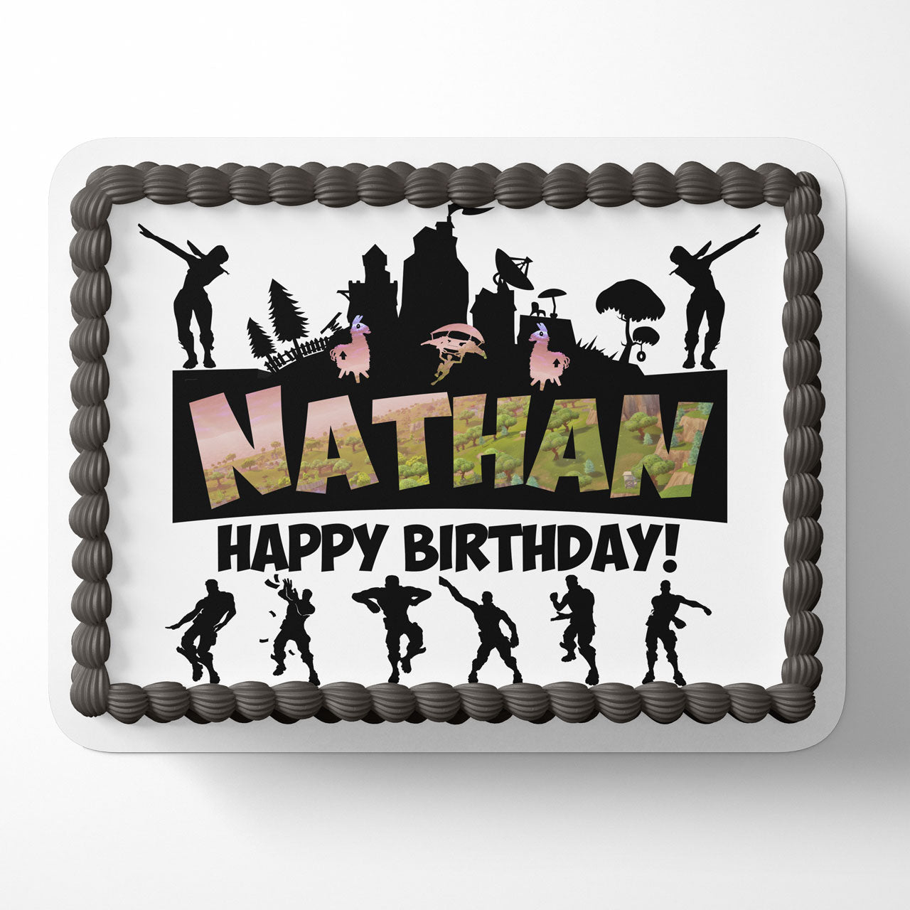 Fortnite Royale Battle Kids Fun Gamers Edible Cake Toppers ...