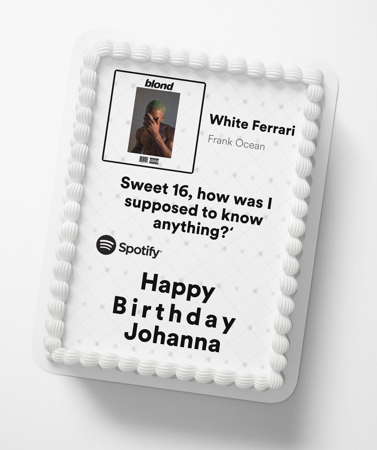 Frank Ocean White Ferrari Sweet 16 White QT Edible Cake Toppers ...
