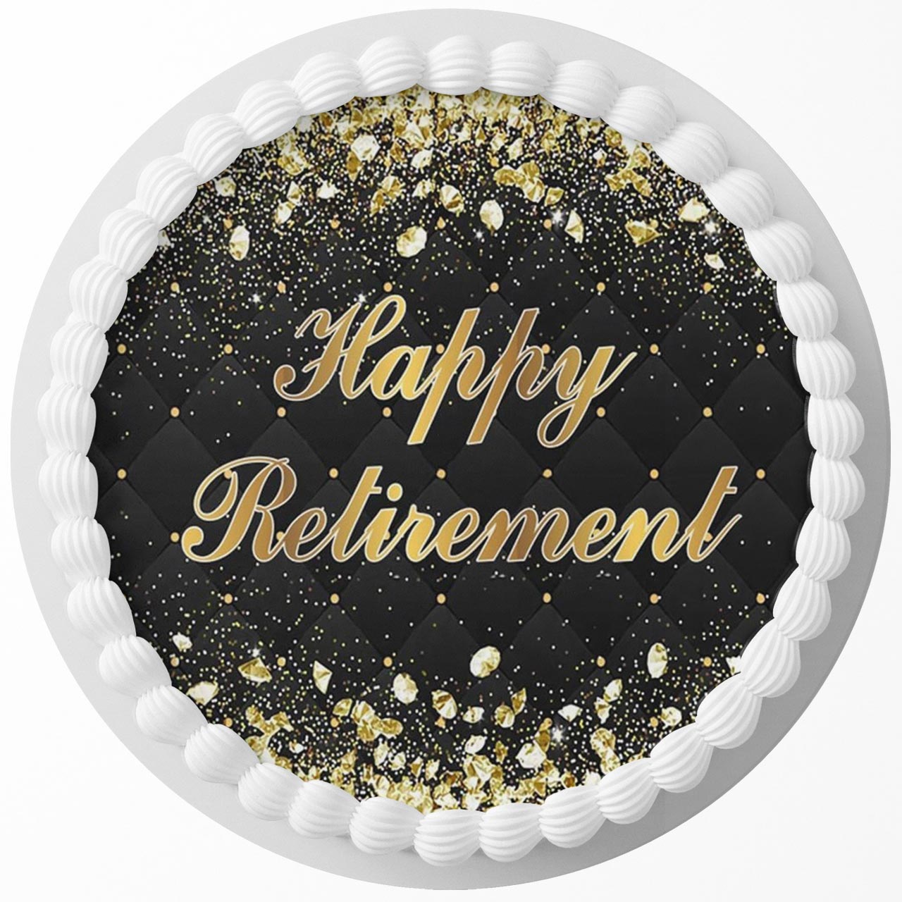 Glamour Black Gold Birthday Fashion Edible Cake Toppers Round ...