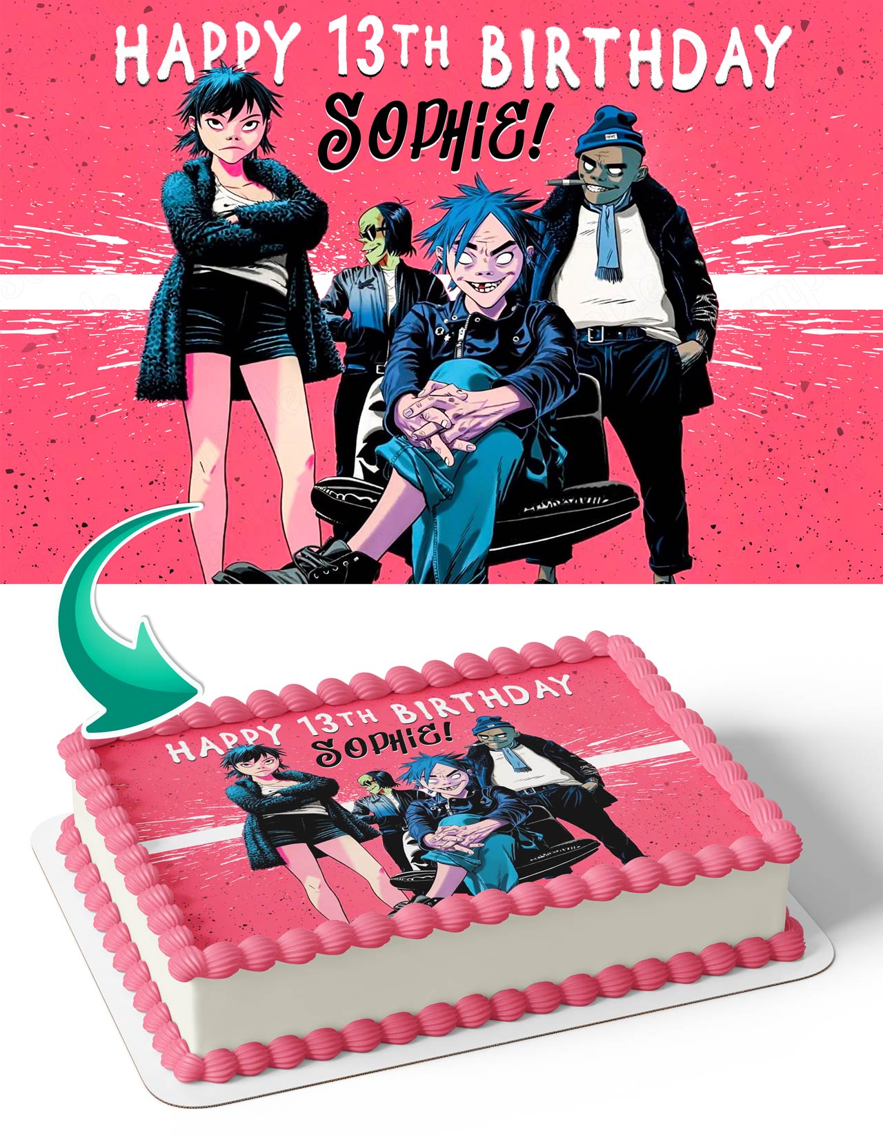 Adornos comestibles para tartas de la banda virtual Gorillaz – Edible ...
