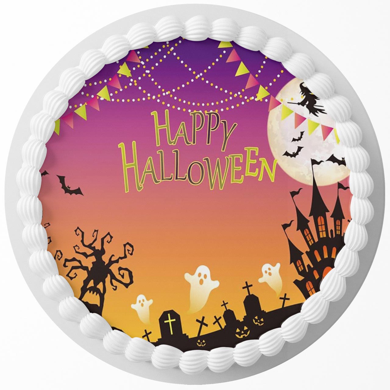 Horror Halloween Ghost Witch Edible Cake Toppers Round – Ediblecaketopper