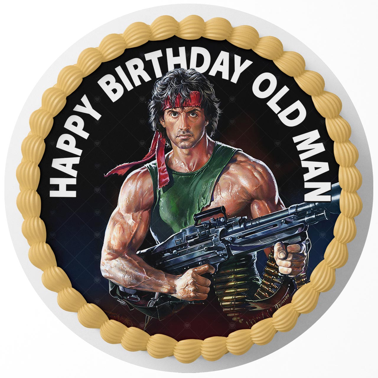 John Rambo Sylvester Stallone Edible Cake Toppers Round – Ediblecaketopper