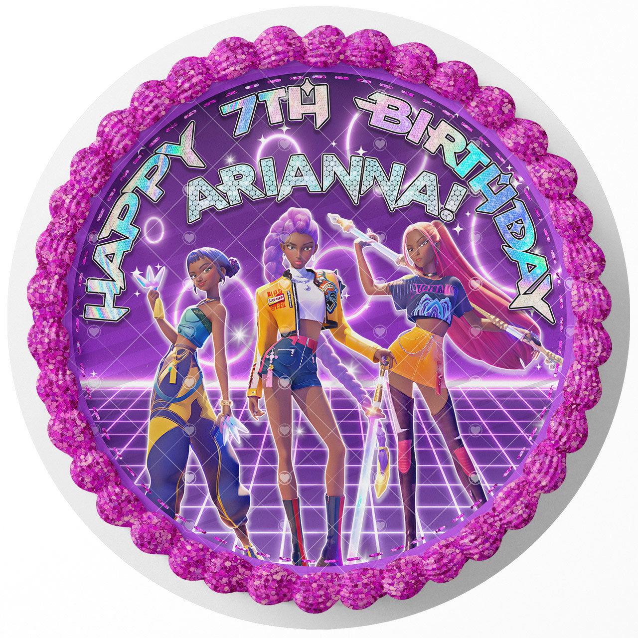 K Pop Demon Hunters Afro American BK Edible Cake Toppers Round ...