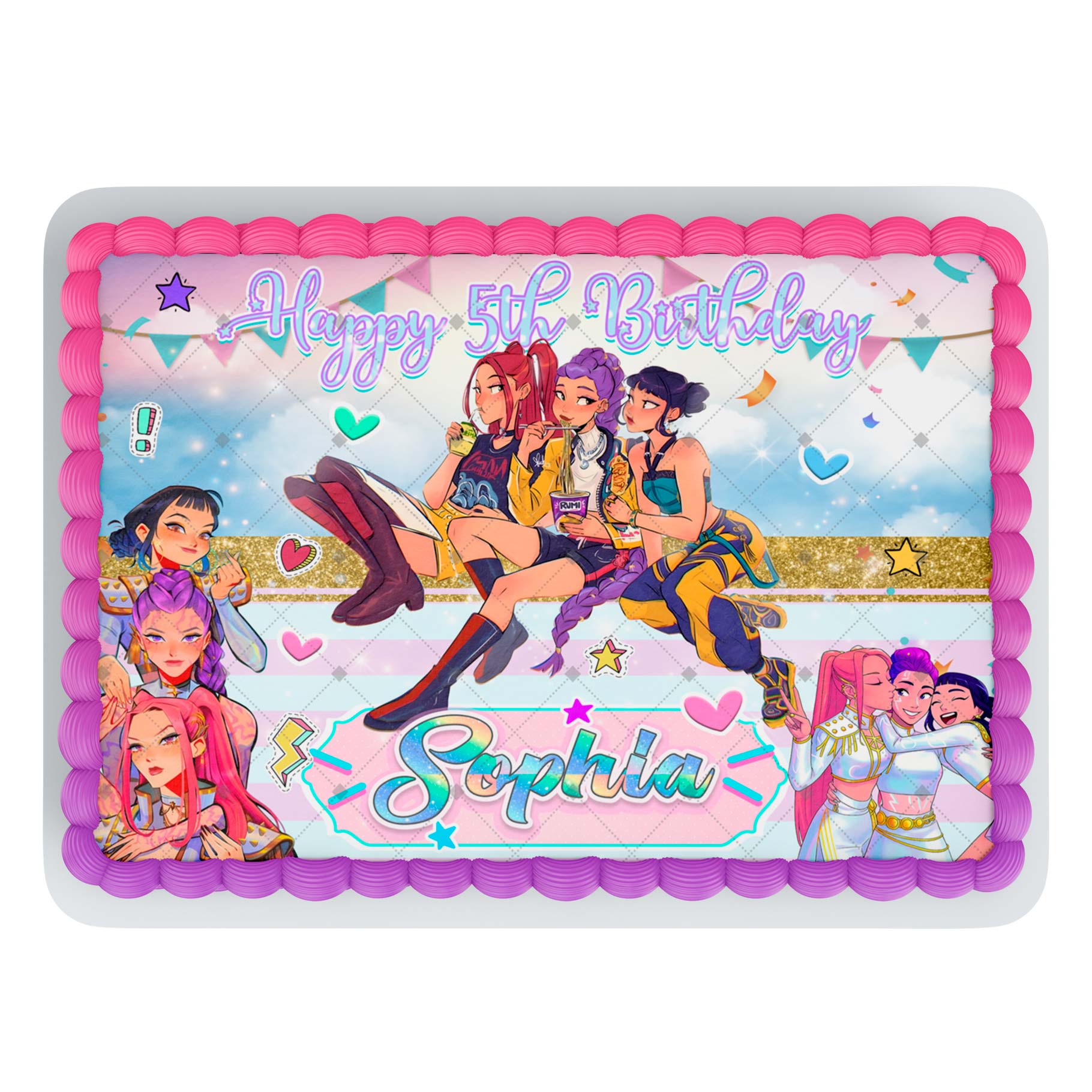 K Pop Demon Hunters Pink Edible Cake Toppers – Ediblecaketopper