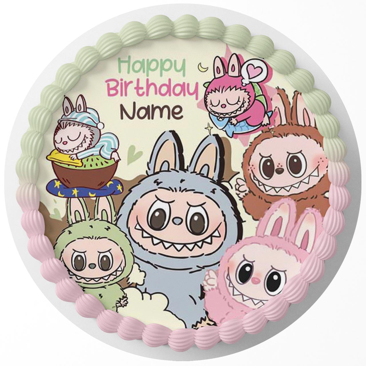 Labubu The Monsters Exciting Macaron Edible Cake Toppers Round ...