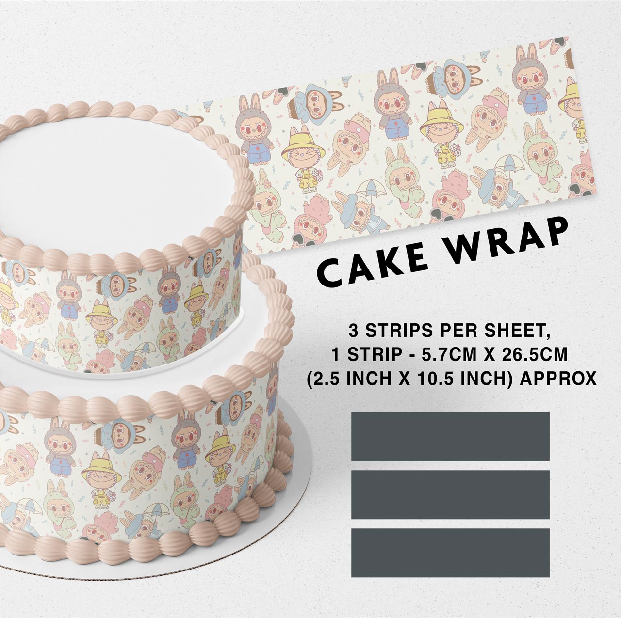 Labubu The Monsters Exciting Macaron Strips Edible Cake Toppers Cake ...