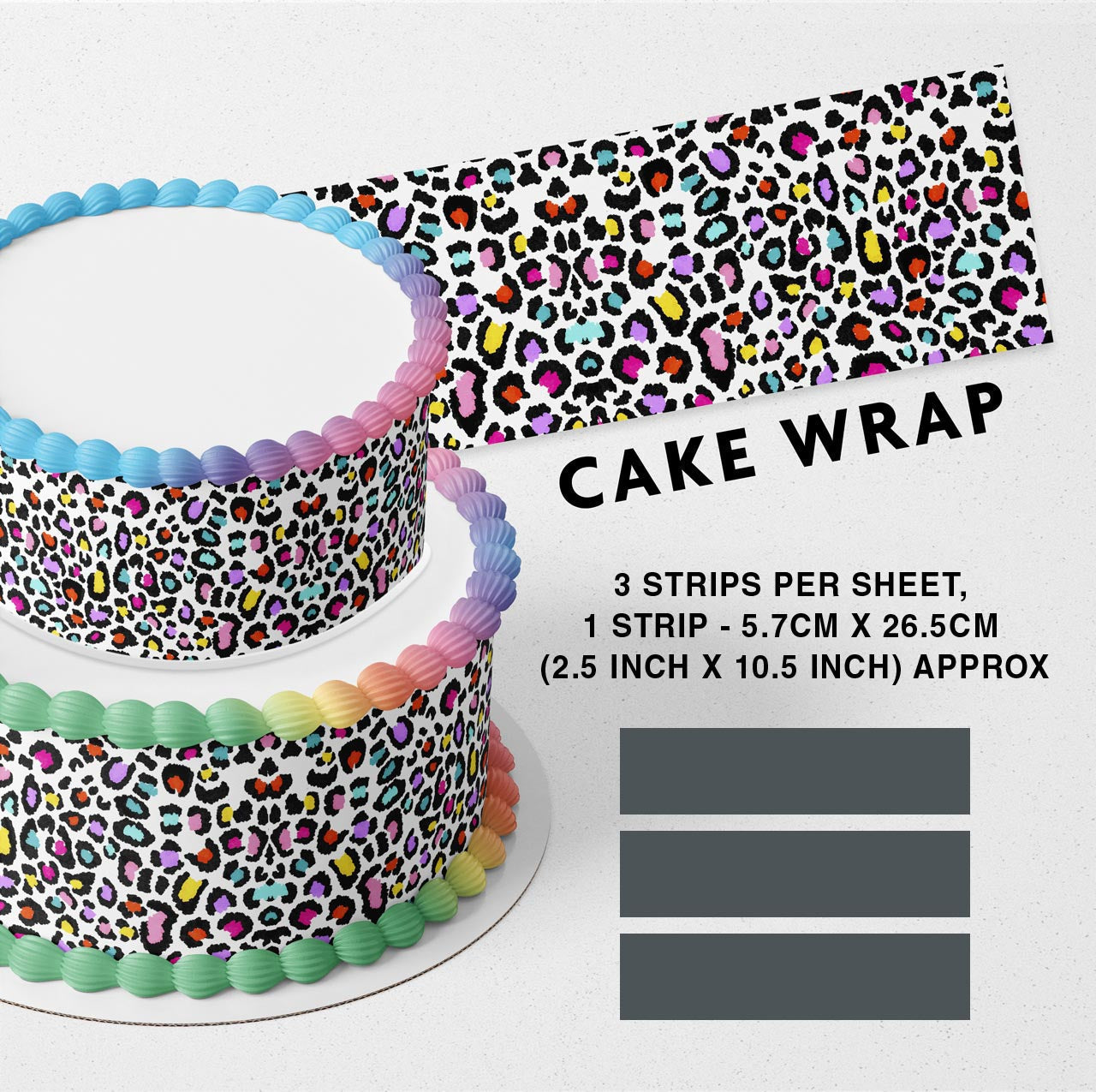 Leopard Cheetah Print Pattern Color Strips Edible Cake Toppers Cake ...