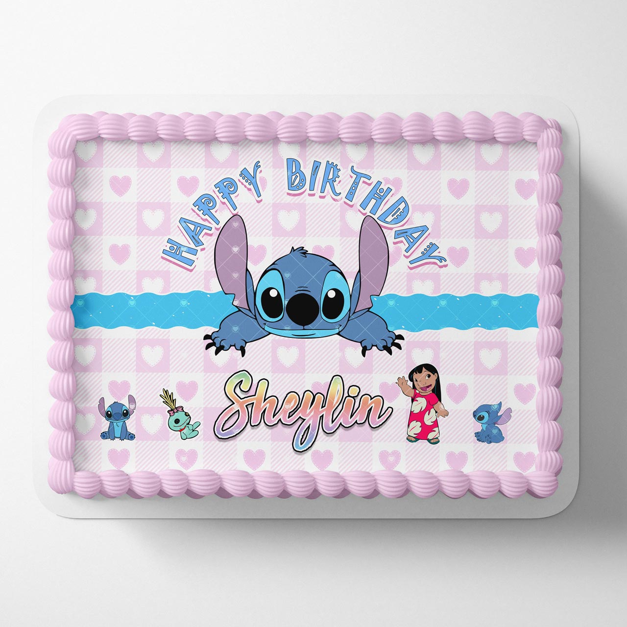 Lilo Stitch Pink Blue Wave Edible Cake Toppers – Ediblecaketopper