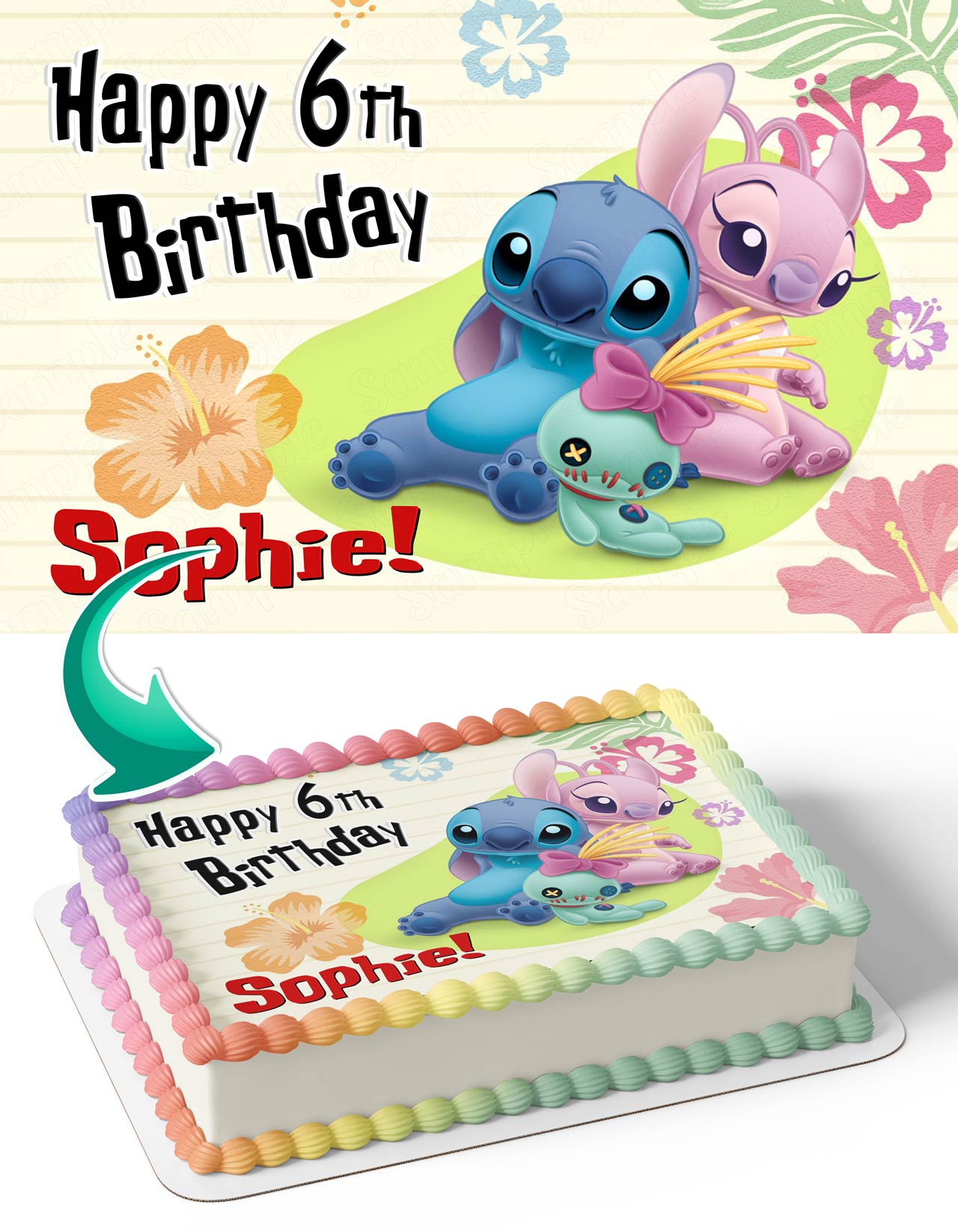 Lilo and Stitch Beach Flower SPM Edible Cake Toppers – Ediblecaketopper