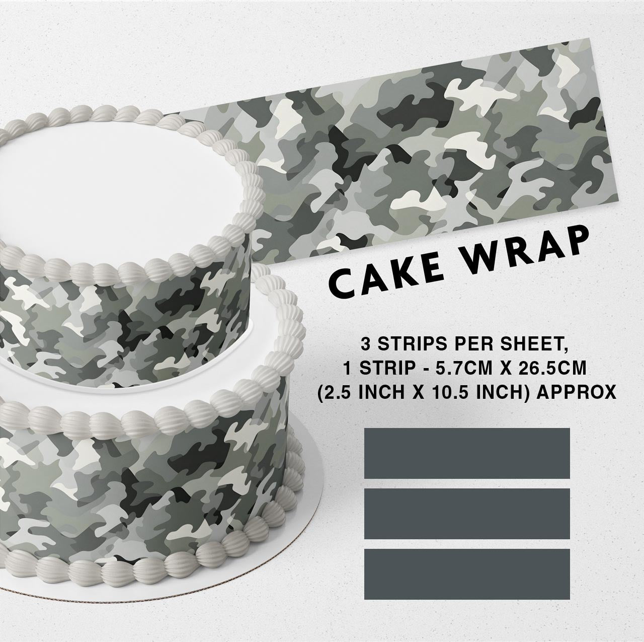 Military Camo Camouflage Strips Edible Cake Toppers Cake Wraps ...