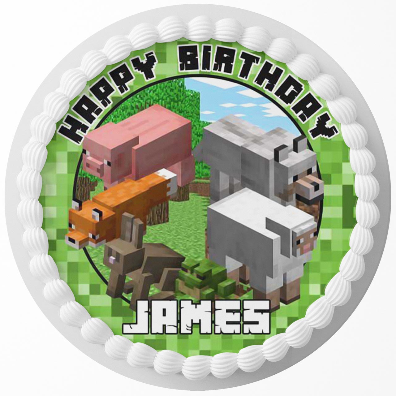 Minecraft Farm Edible Cake Toppers Round – Ediblecaketopper
