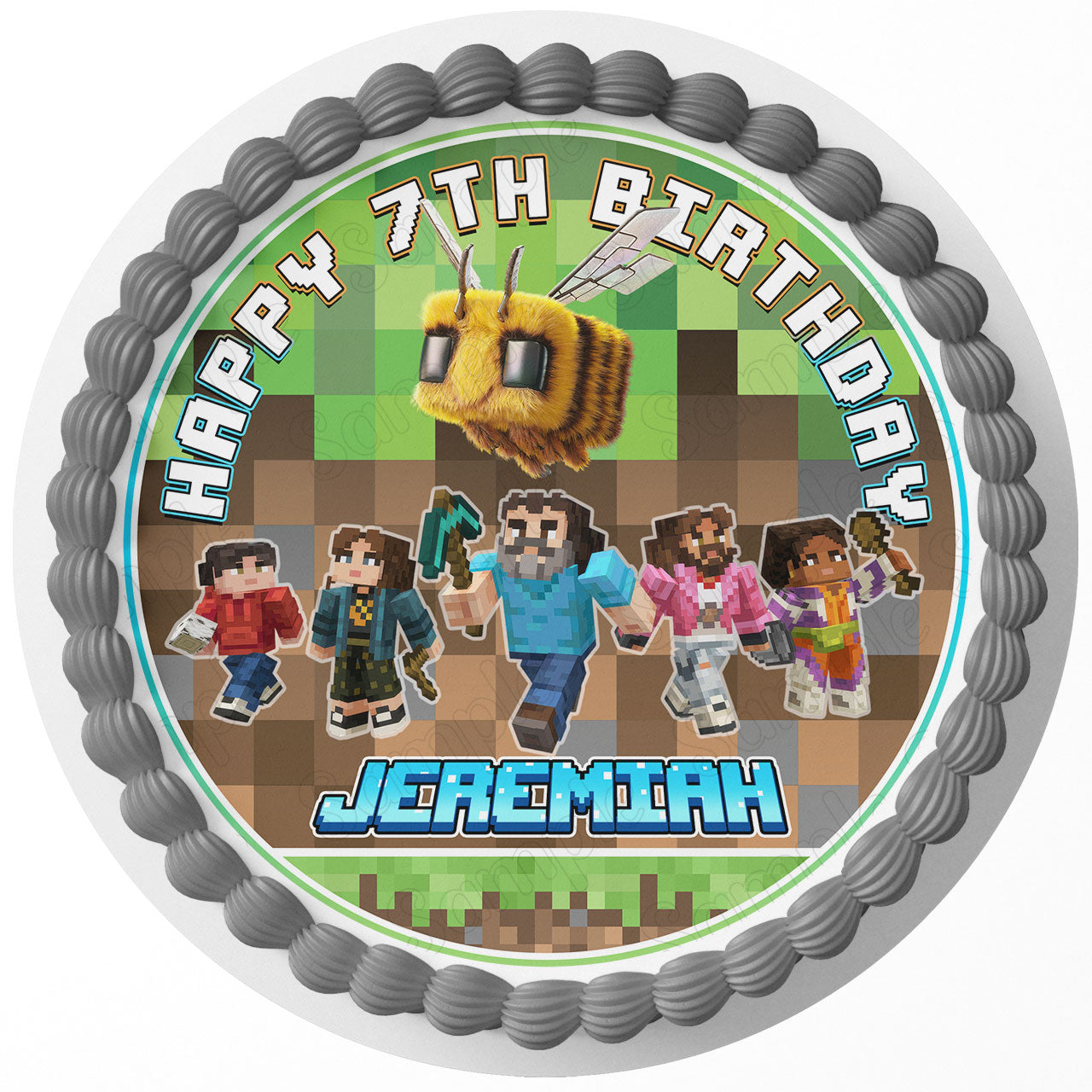 Minecraft Movie Pixel Style RD Edible Cake Toppers Round – Ediblecaketopper