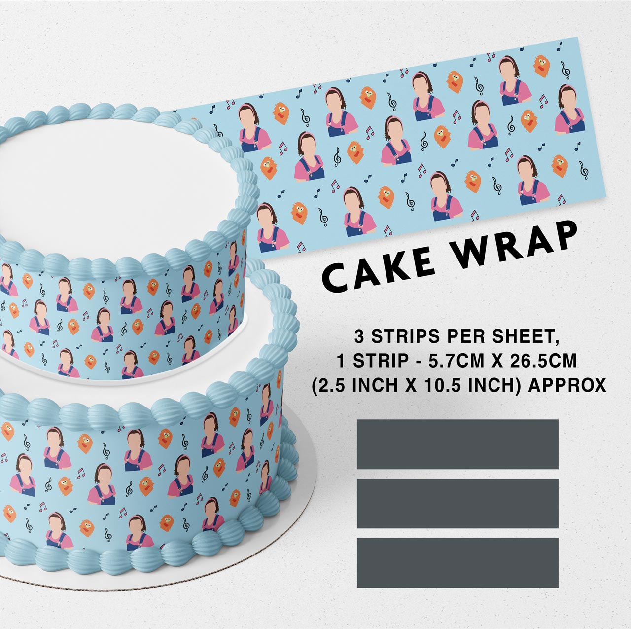Ms Rachel and Herbie Strips Edible Cake Toppers Cake Wraps ...