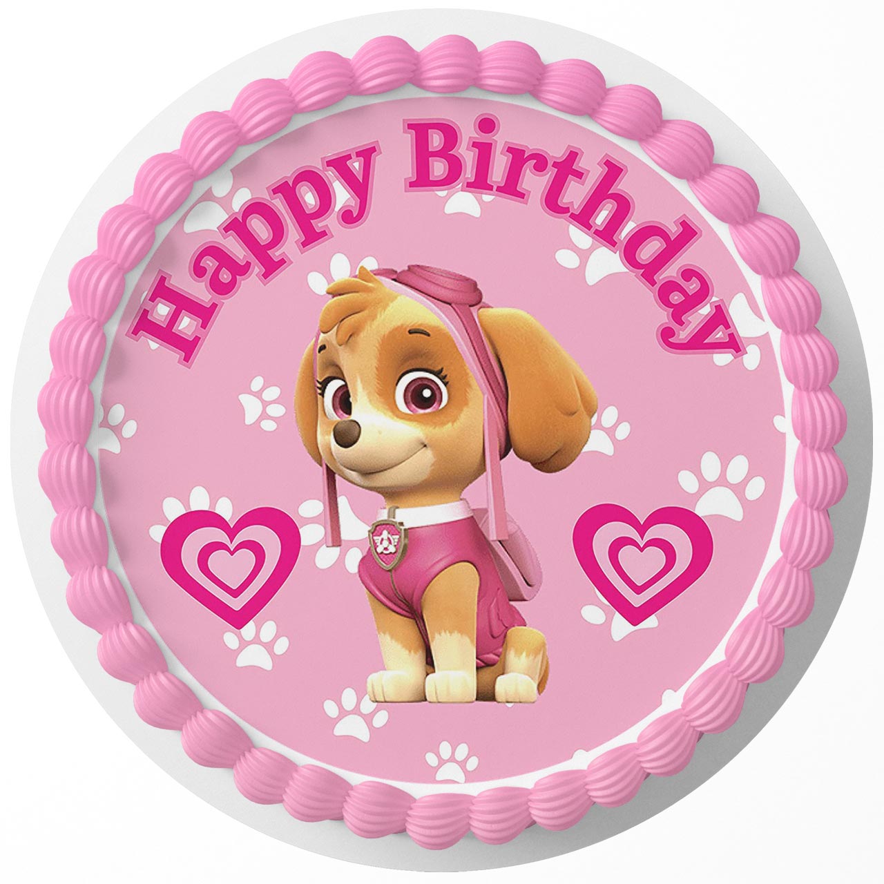 Paw Patrol Skye Pink Edible Cake Toppers Round – Ediblecaketopper
