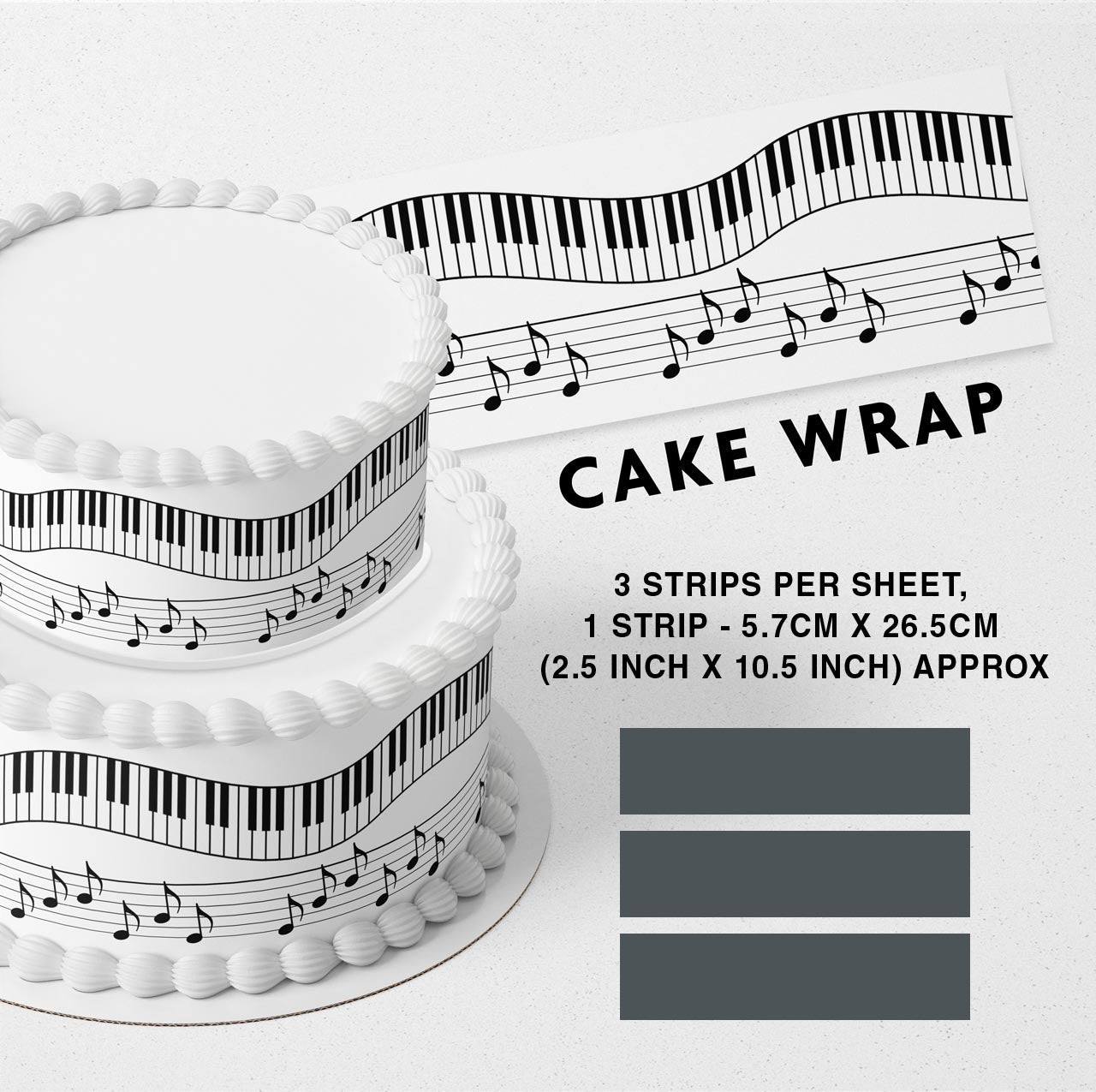 Piano Keys Strips Edible Cake Toppers Cake Wraps – Ediblecaketopper
