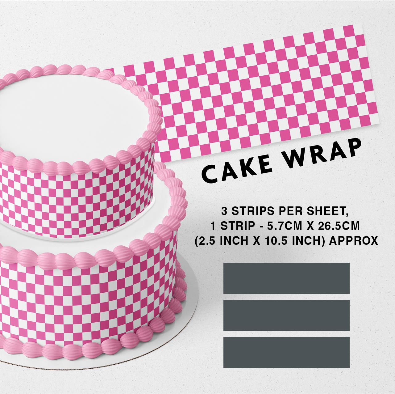 Pink Barbie Princess Checkers Strips Edible Cake Toppers Cake Wraps ...