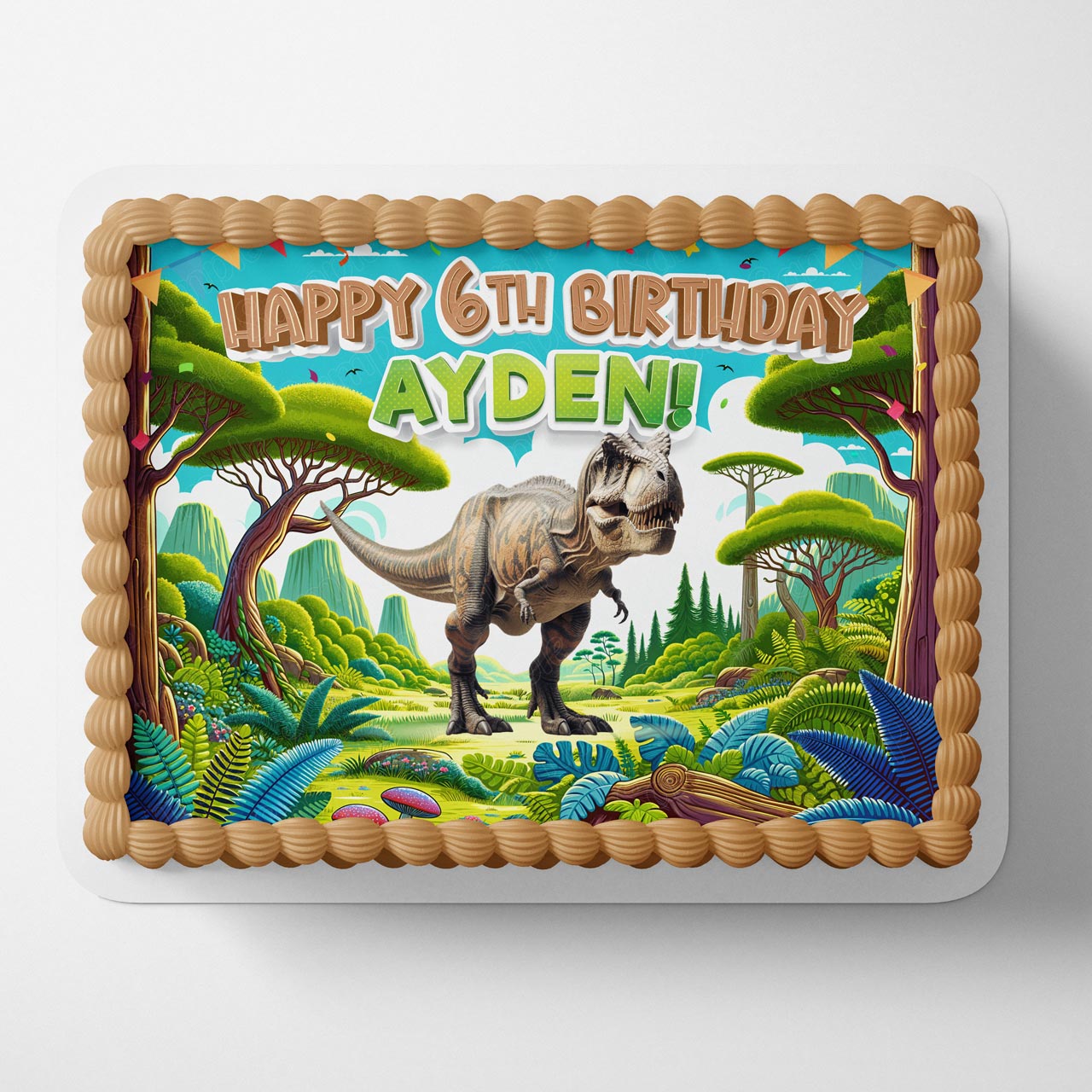 Prehistoric Planet World T Rex Dinosaur Edible Cake Toppers ...