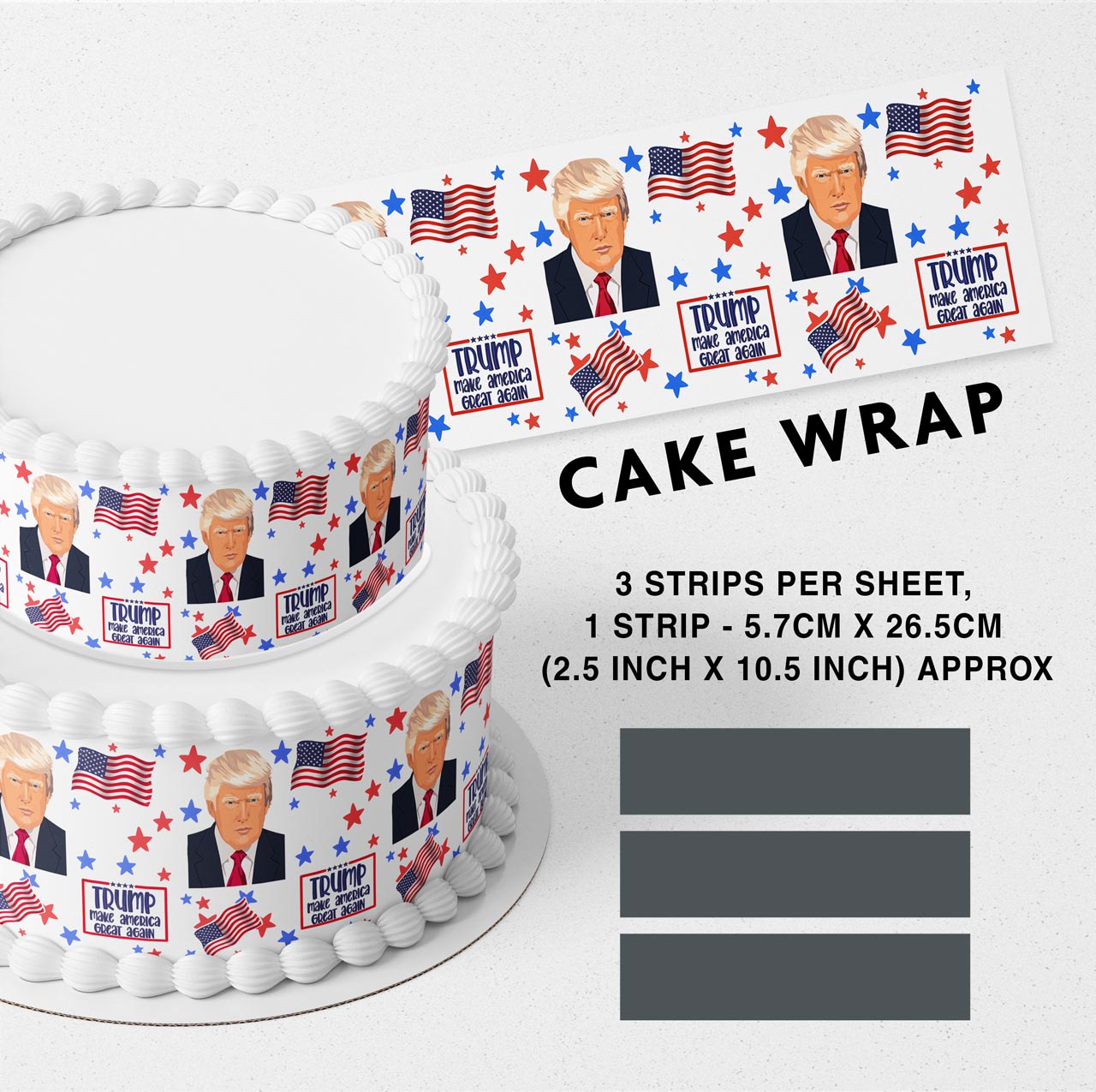President Donald J Trump Strips Edible Cake Toppers Cake Wraps ...