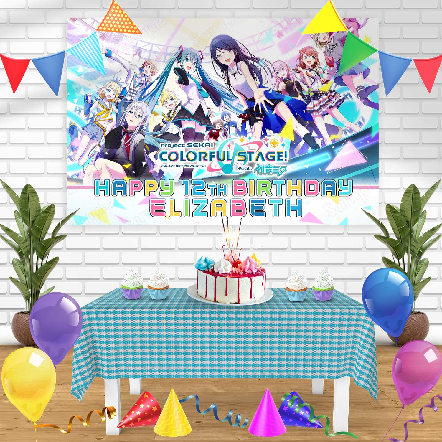 Project SEKAI COLORFUL STAGE Bn Birthday Banner Personalized Party Bac ...