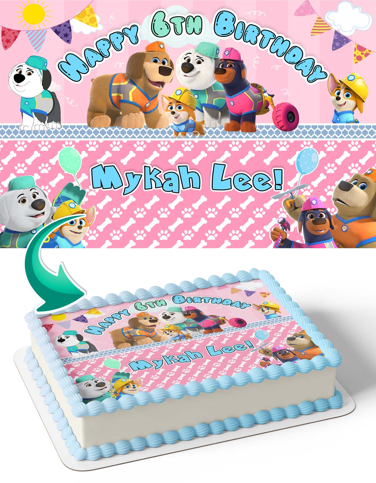 Pupstruction Kids Pink Edible Cake Toppers – Ediblecaketopper