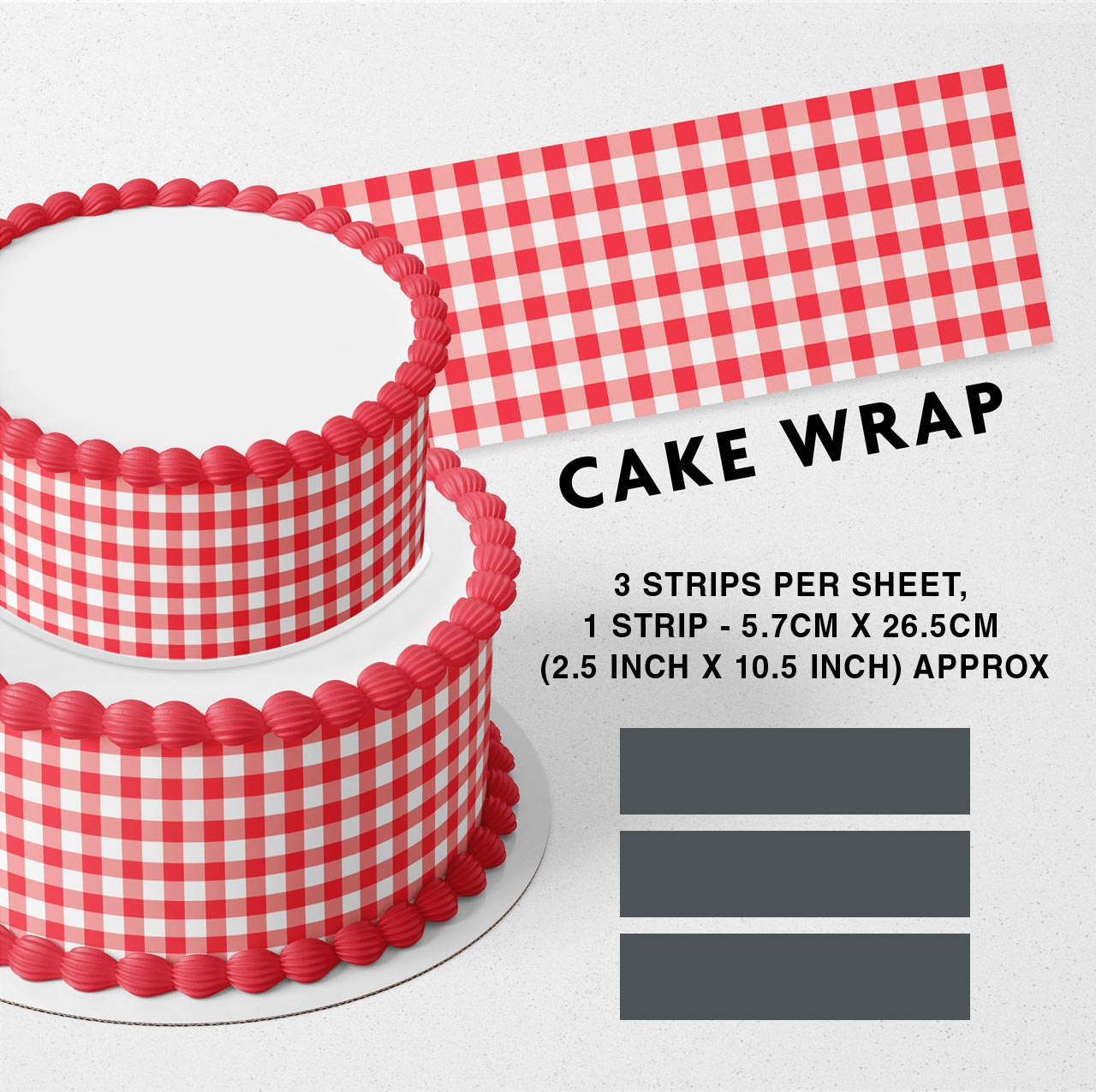 Red Gingham Strips Edible Cake Toppers Cake Wraps – Ediblecaketopper
