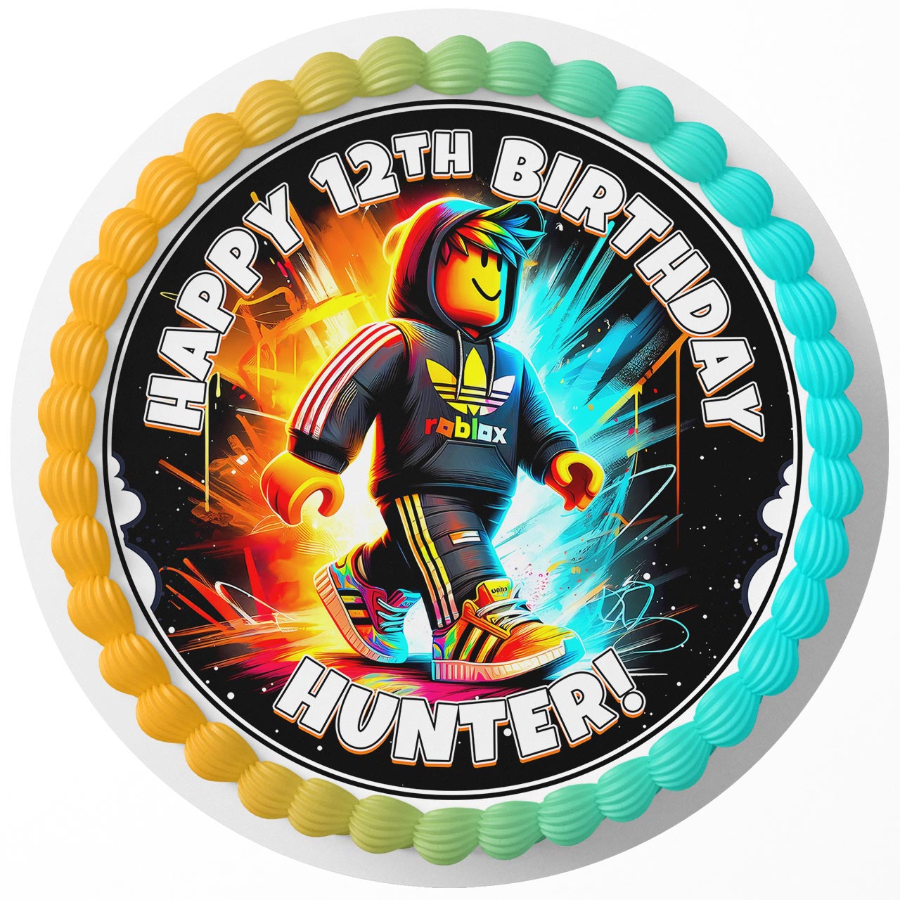 Roblox Video Game Adidas Logo Black Rd Edible Cake Toppers Round ...