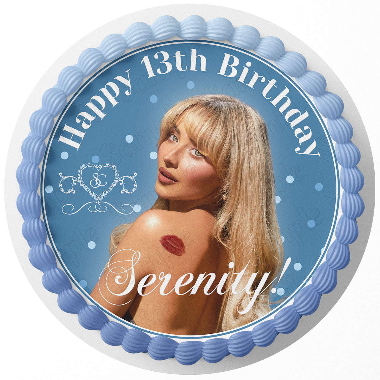 Sabrina Annlynn Carpenter Singer Blue Edible Cake Toppers Round ...