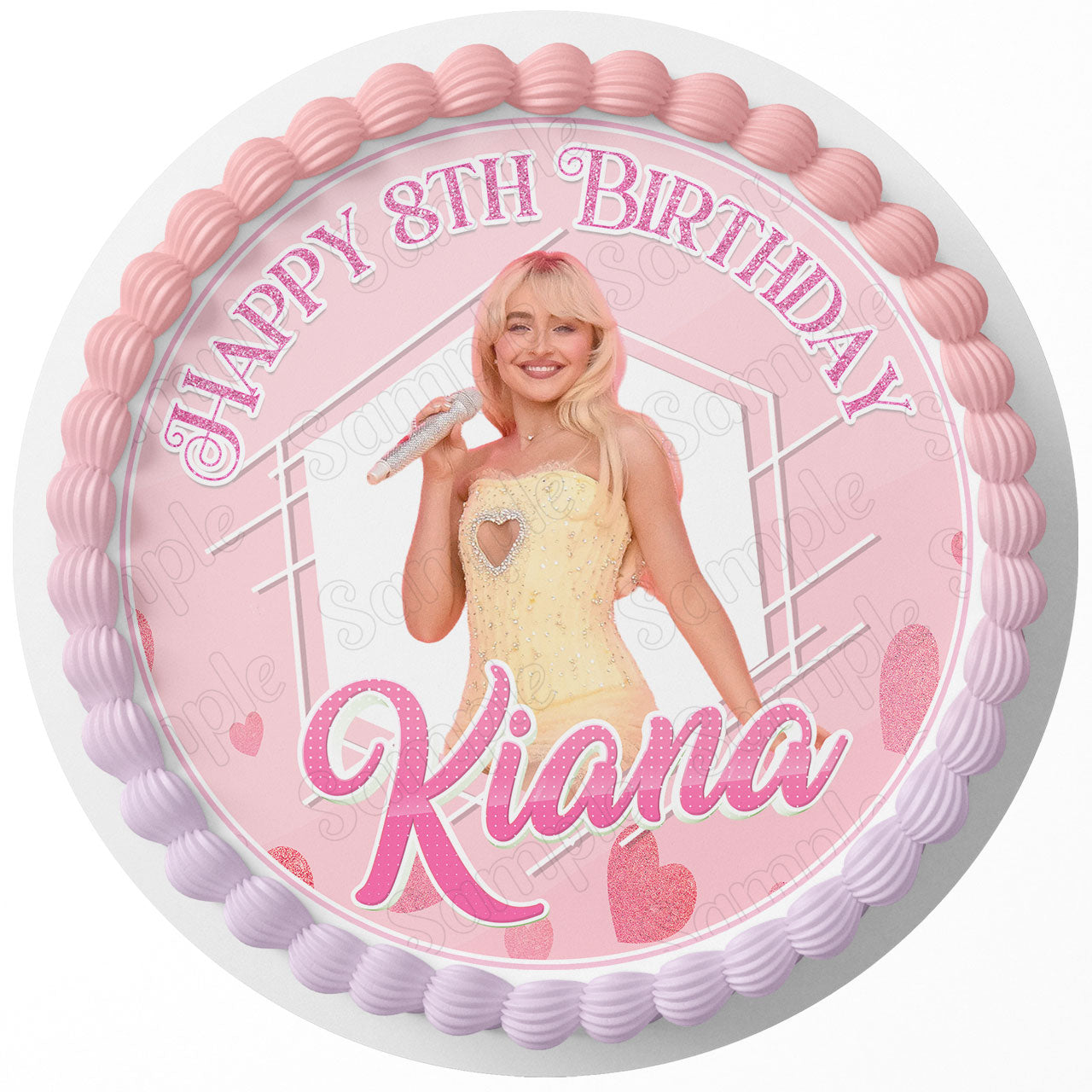 Sabrina Carpenter Pink Edible Cake Toppers Round – Ediblecaketopper