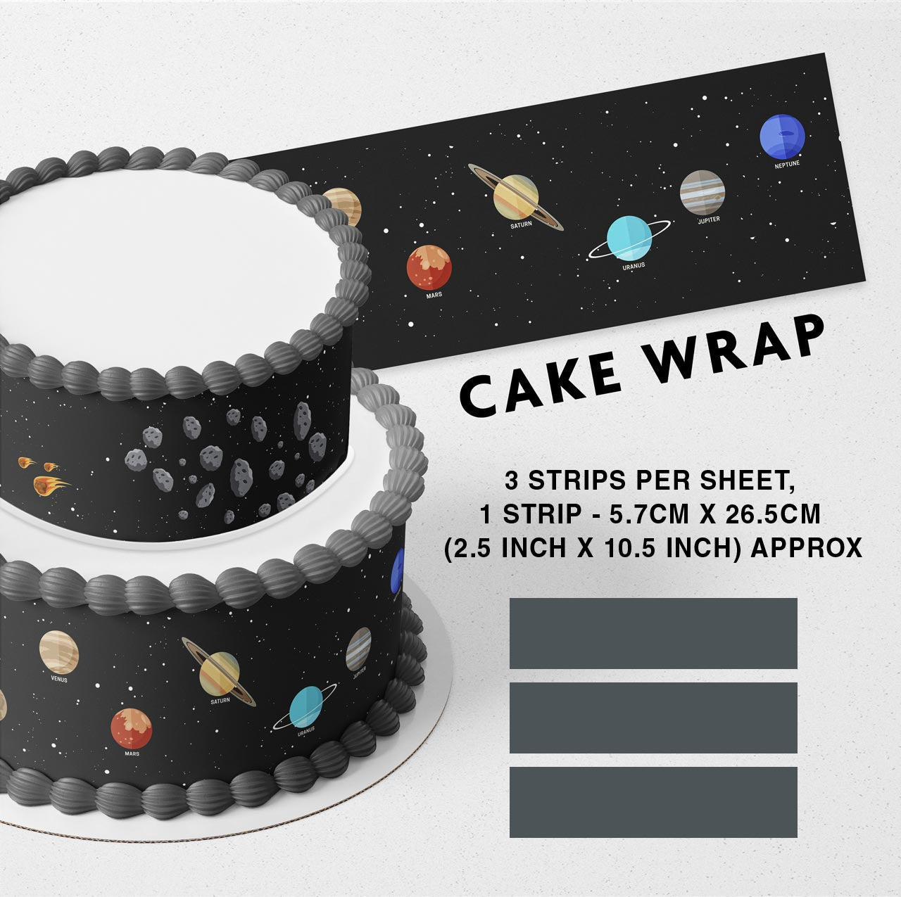 Solar System Strips Edible Cake Toppers Cake Wraps – Ediblecaketopper