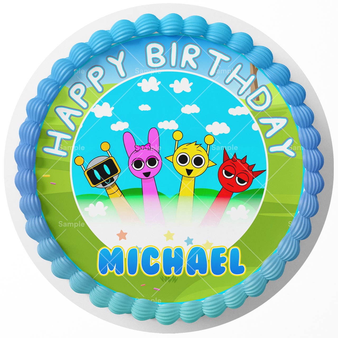 Sprunki Kids Fun Game Edible Cake Toppers Round – Ediblecaketopper