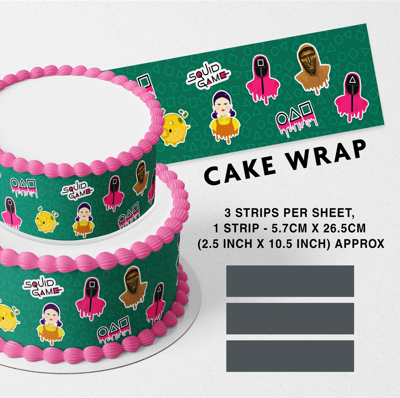 Squid Game Strips Edible Cake Toppers Cake Wraps – Edible Cake Topper Corp