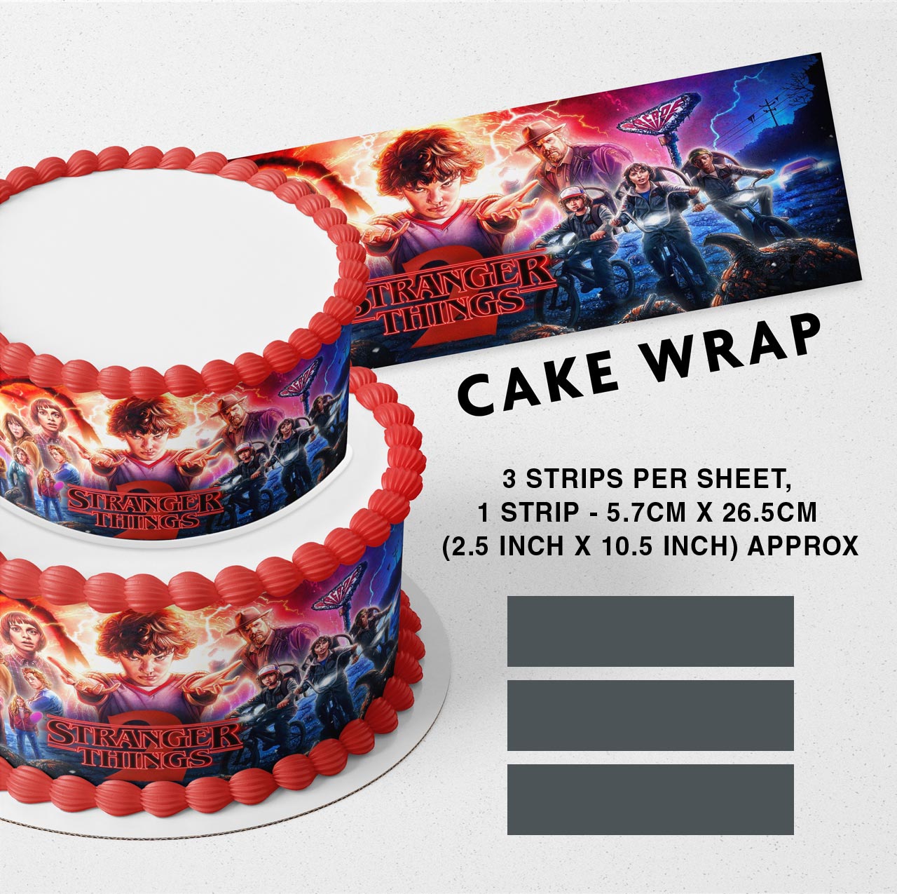 Stranger Things Strips Edible Cake Toppers Cake Wraps – Ediblecaketopper
