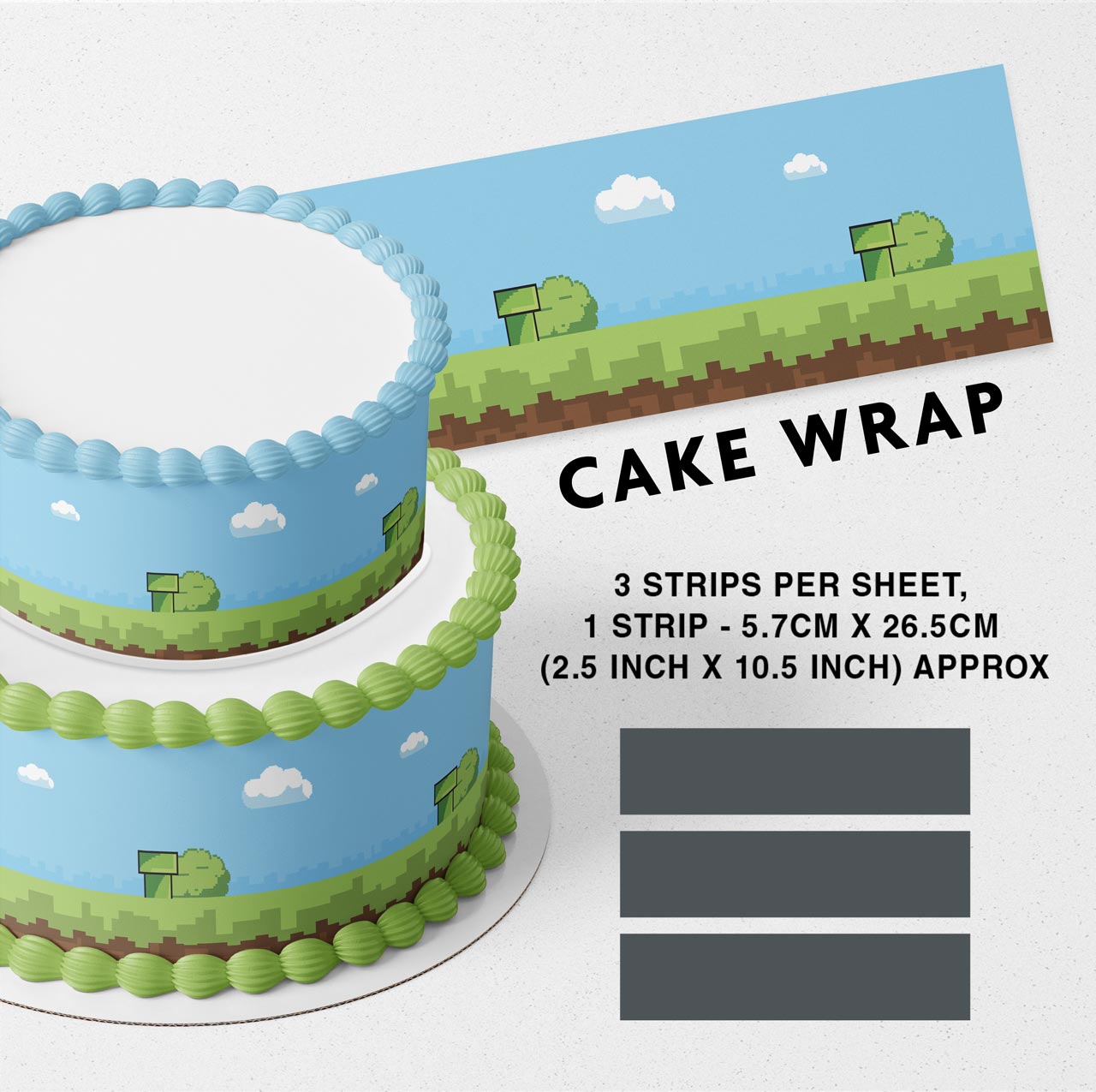 Super Mario Bros Strips Edible Cake Toppers Cake Wraps – Ediblecaketopper