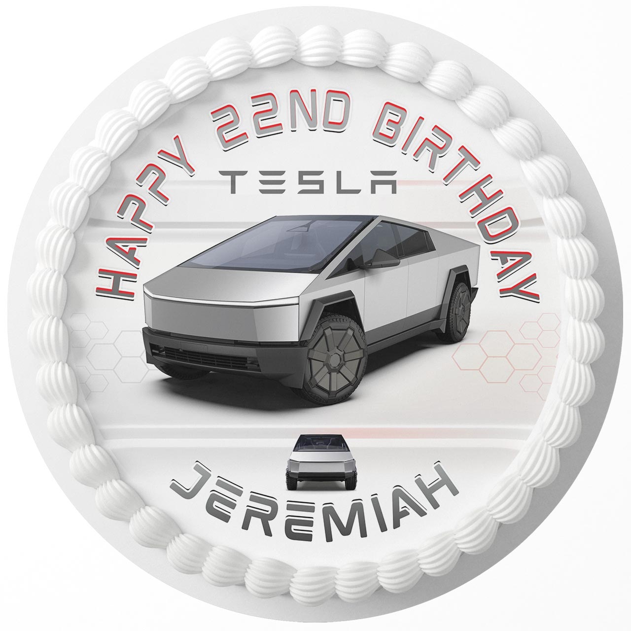 Tesla Cybertruck Rd Edible Cake Toppers Round – Ediblecaketopper