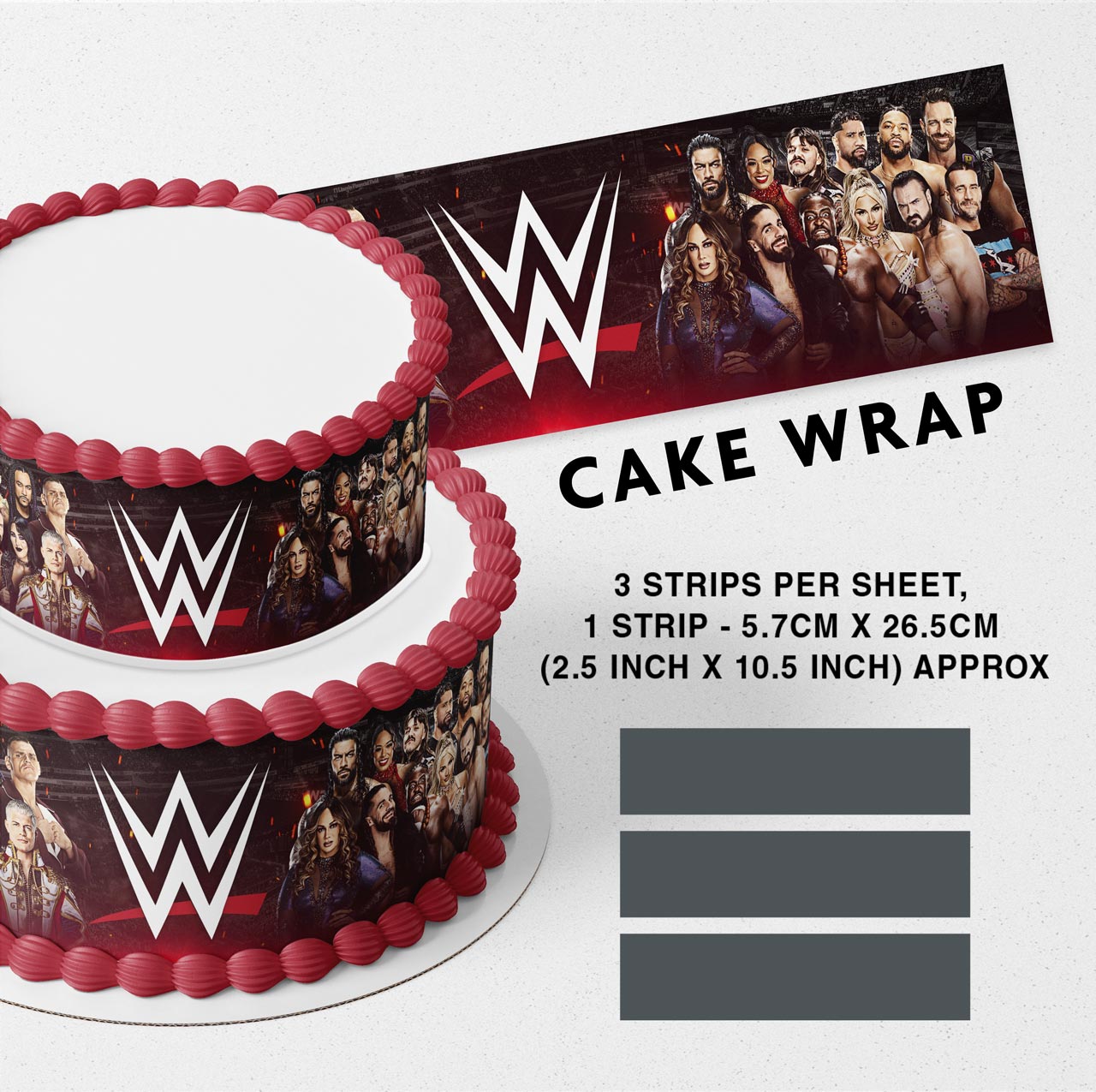 WWE SmackDown RAW Royal Rumble Strips Edible Cake Toppers Cake Wraps ...